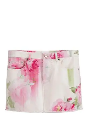 Dior Floral Print Denim Miniskirt - Pink