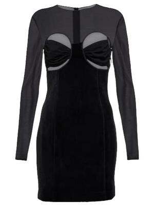 NENSI DOJAKA Cutout Velvet Mini Dress - Black