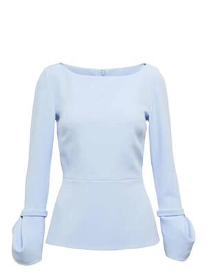 SAFIYAA LONDON Peplum Top With Draped Cuffs - Blue