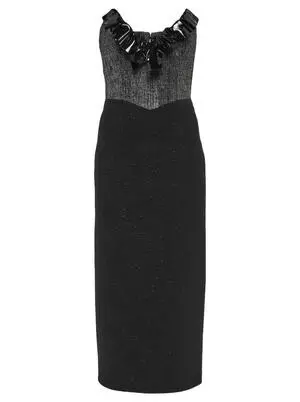 Alessandra Rich Strapless Metallic Tweed Midi Dress - Black/silver