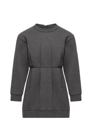 Moncler Cotton Sweatshirt Dress With Pleated Details - Dark Gray