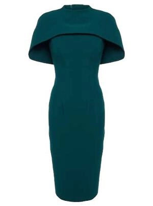 SAFIYAA LONDON Kalika Caped Midi Dress - Green
