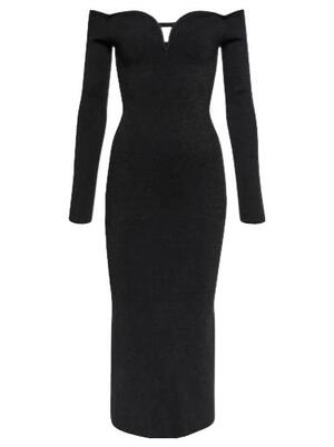 Galvan Grace Off-shoulder Midi Dress - Black
