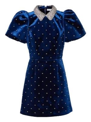Rebecca Vallance Vivicia Embellished Velvet Minidress - Blue