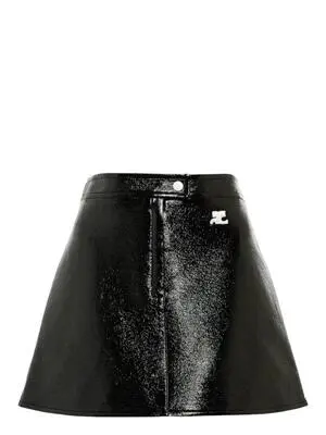 COURREGES Faux Leather A-line Skirt - Black