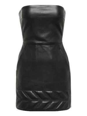 David Koma Strapless Leather Minidress - Black