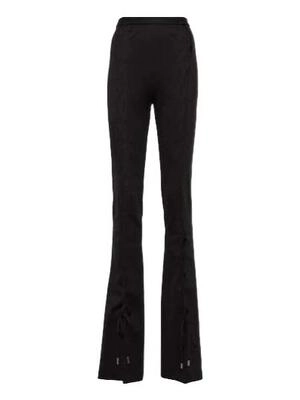 David Koma Lace-up Cotton Jersey Flared Pants - Black