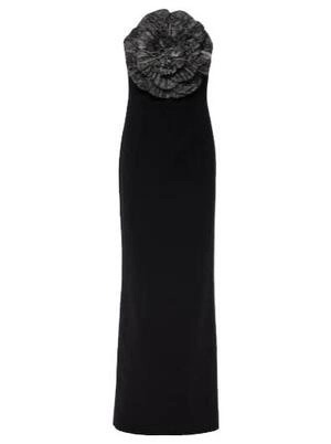 Rebecca Vallance Lumi Floral Appliqué Gown - Black