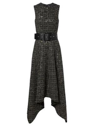 SAFIYAA LONDON Okimi Sequined Tweed Midi Dress - Black