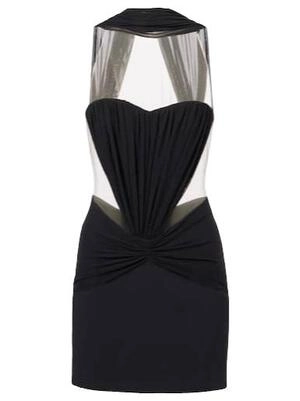 David Koma Scarf-detail Ruched Minidress - Black