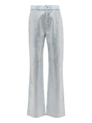FRAME Embellished High-rise Straight-leg Jeans - Gray