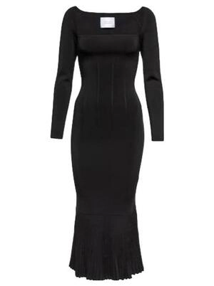 Galvan Atalanta Ribbed-knit Midi Dress - Black