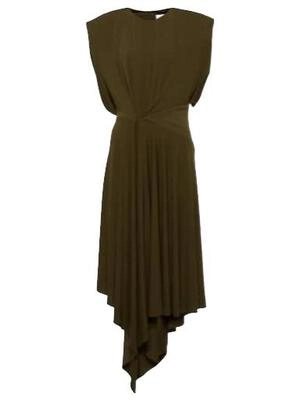 Alexandre Vauthier Asymmetrical Midi Dress With Pleats And Padded Shoulders - Green
