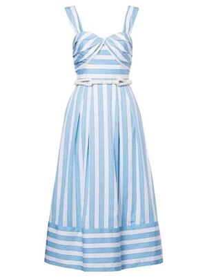 Rebecca Vallance Nilah Striped Cotton Midi Dress - Blue