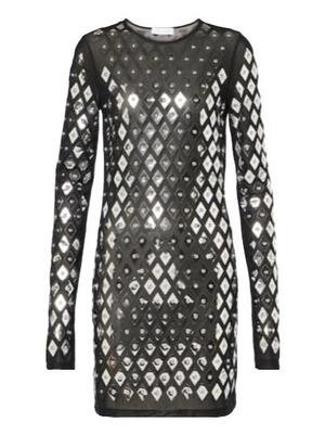 Rabanne Embellished Long Sleeve Minidress - Black