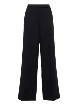 EMILIA WICKSTEAD High-waisted Pleated Wide-leg Wool Pants - Black