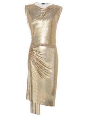 Rabanne Draped Mesh Dress - Nude