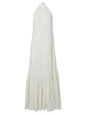 PATOU Striped Halterneck Open-back Maxi Dress - White