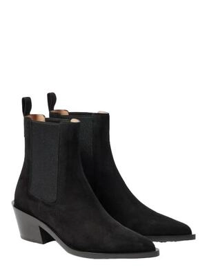 GIANVITO ROSSI Pointed Toe Suede Ankle Boots - Black