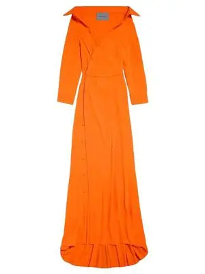 Balenciaga Off-shoulder Silk Cady Maxi Dress - Orange