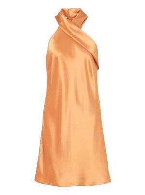 Galvan Pandora Draped Halterneck Minidress - Orange