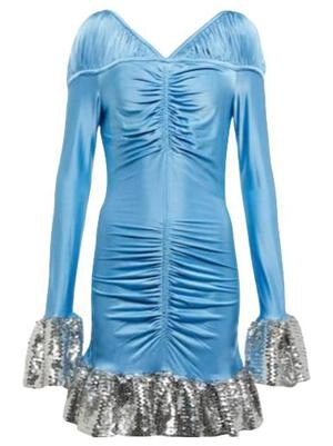 Rabanne Embellished Metallic Wire Mini Dress - Blue