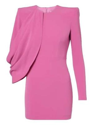 Alex Perry Asymmetrical Cape Effect Crepe Minidress - Pink