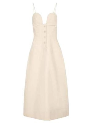 JIL SANDER Cotton Poplin Sweetheart Bodice Midi Dress - Nude