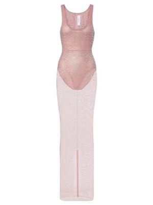 Alex Perry Embellished Mesh Maxi Dress - Pink