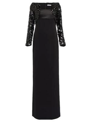 SAFIYAA LONDON Liza Sequined Crepe Gown - Black