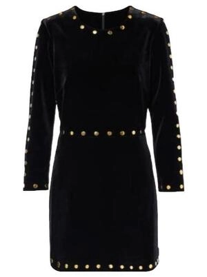 Dodo Bar Or Ska Velvet Mini Dress With Metallic Stud Embellishments - Black