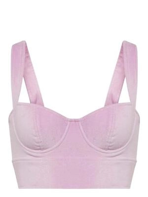 Alex Perry Glitter Corduroy Bustier Top - Pink