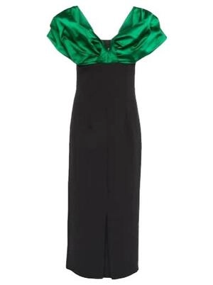 SAFIYAA LONDON Diane Satin-trimmed Midi Dress - Black