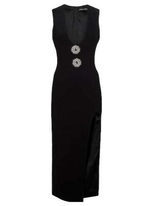 David Koma Embellished Wool Crepe Midi Dress - Black