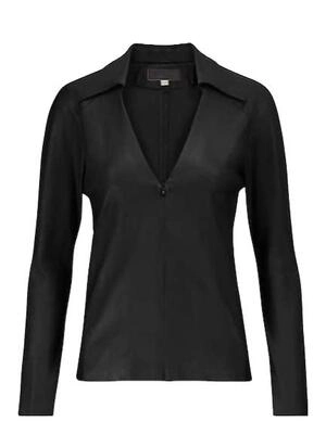 Stouls Pepper Leather Top With Sheer Sleeves - Black