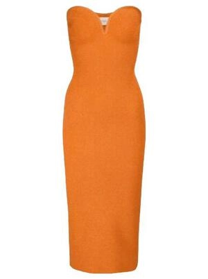 Galvan Thalia Ribbed Knit Midi Dress - Orange