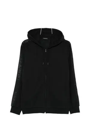 Emporio Armani Logo Tape Zip-up Hoodie - Black
