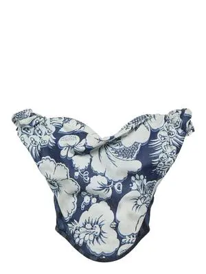 VIVIENNE WESTWOOD Floral Print Draped Corset Top - Blue
