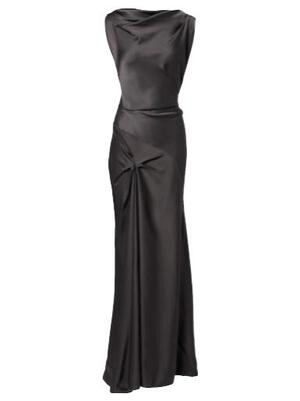 Victoria Beckham Posy Draped Crepe Satin Gown - Black