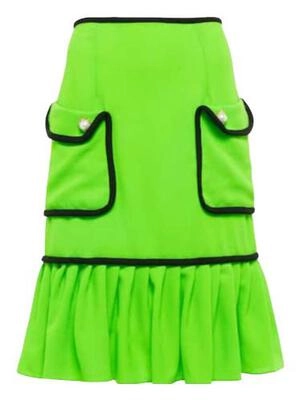 RODARTE Embellished Wool Midi Skirt - Green