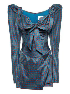 VIVIENNE WESTWOOD Bow Detail Checked Minidress - Blue