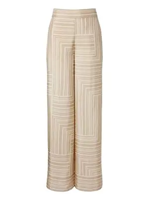 JOSEPH Printed Wide Leg Trousers - Nude