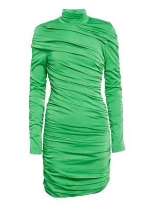 Stella McCartney Ruched Mock Neck Minidress - Green