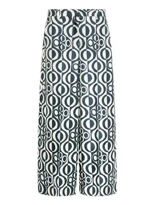 Max Mara Printed High-rise Casual Pants - Navy Blue