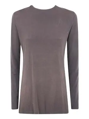 UMA WANG Long Sleeve T-shirt With Back Tie And Drape - Brown
