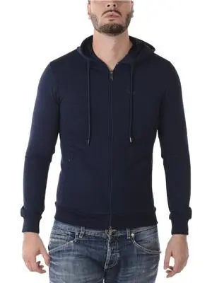 Emporio Armani Zip-up Hooded Long-sleeve Sweater - Black