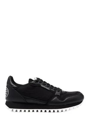 Emporio Armani Low-top Lace-up Sneakers With Logo Detailing - Black