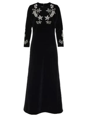 Dodo Bar Or Dushi Embellished Velvet Midi Dress - Black
