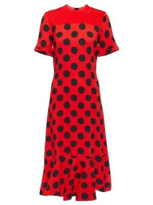Marni Polka Dot Cady Midi Dress - Red