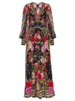 CAMILLA Camilla Floral Printed Maxi Dress With V-Neck And Button-Down Front